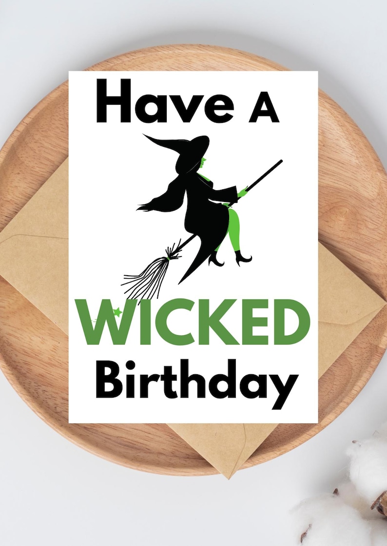 Printable Wicked Broadway Birthday Card Musical Theatre Pdf Digital ...