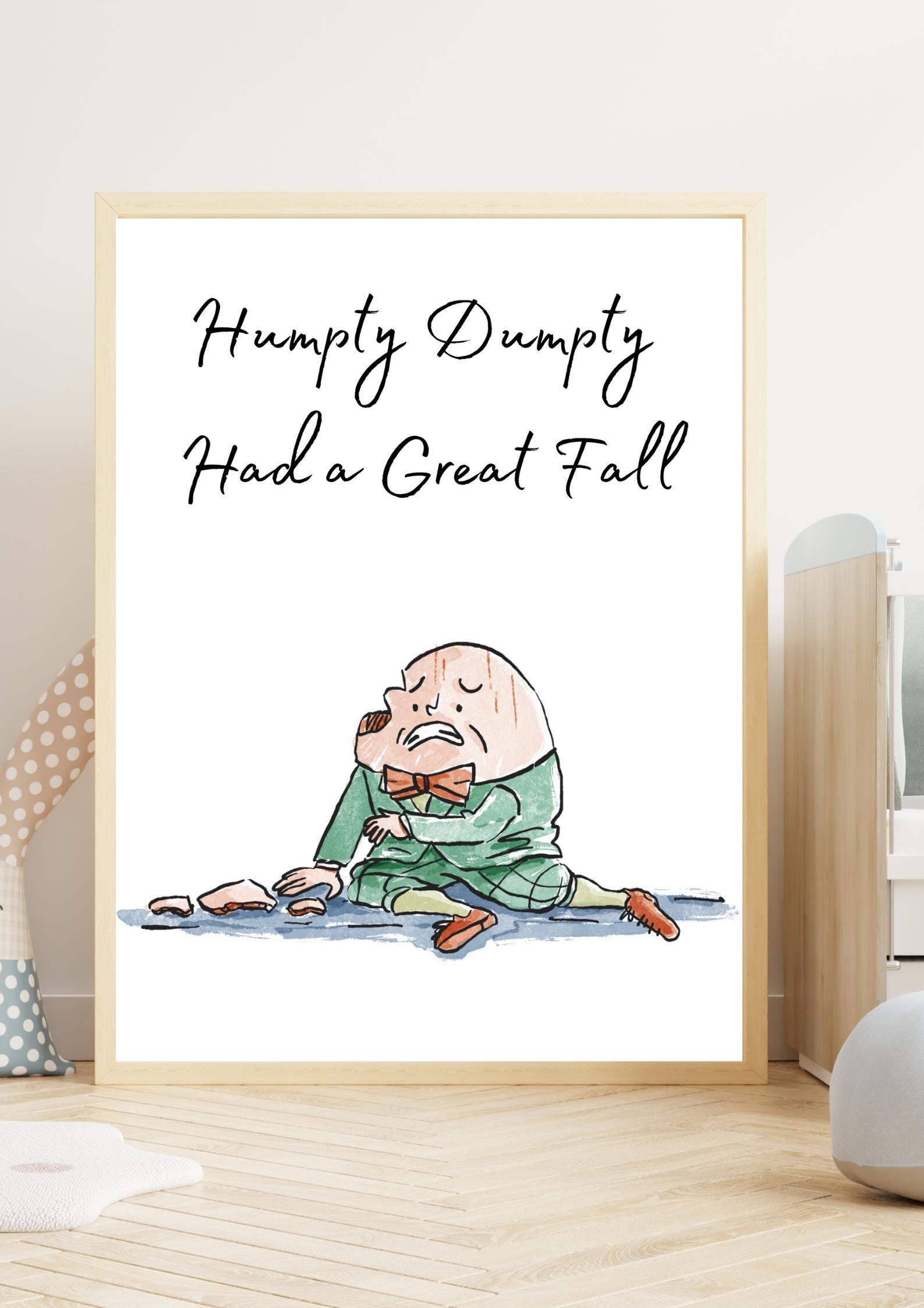 Humpty Dumpty Nursery Rhyme Print, Kids Room Decor (digital Download ...