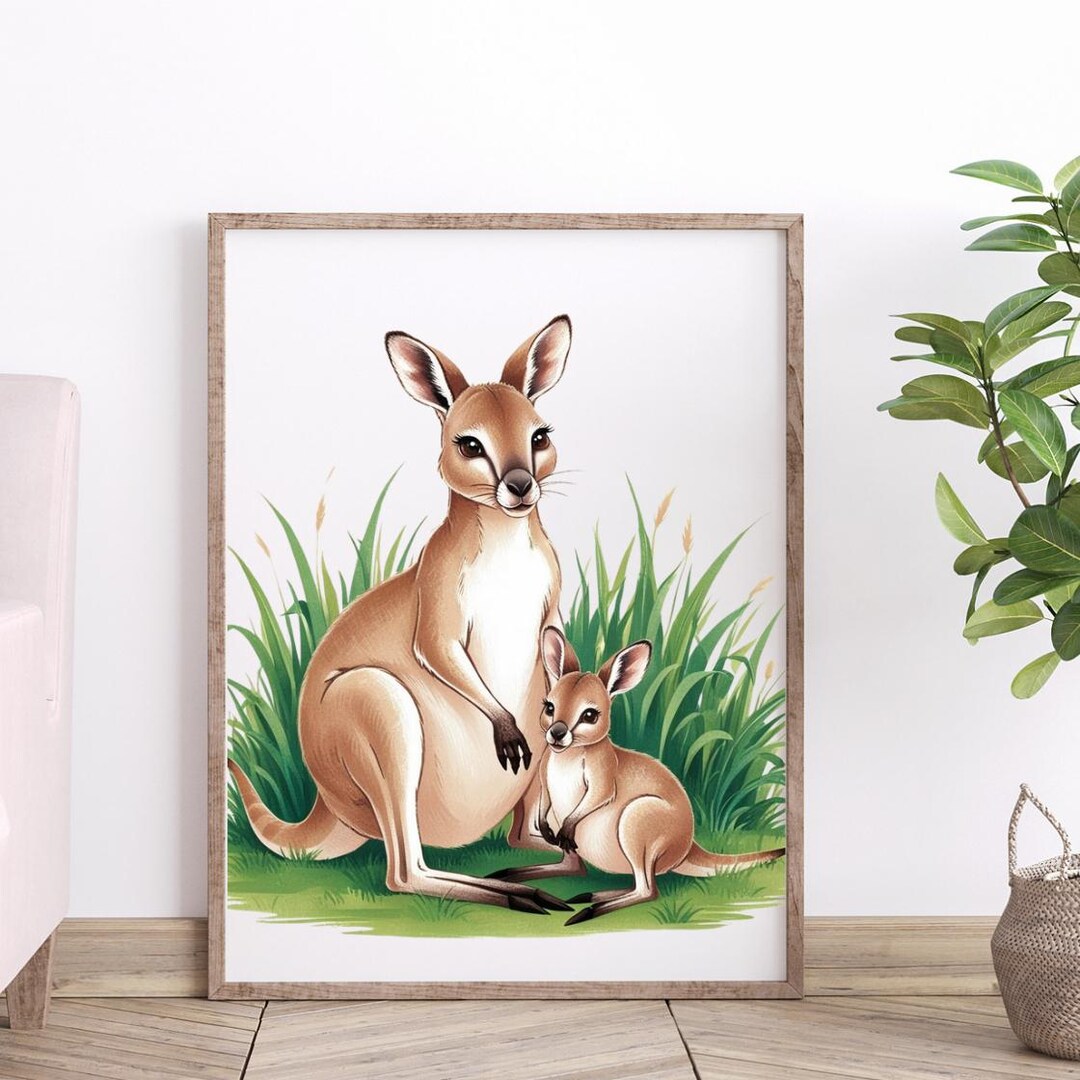 Kangaroo and Joey Wall Art, Nursery Art, Download Print and Enjoy ...