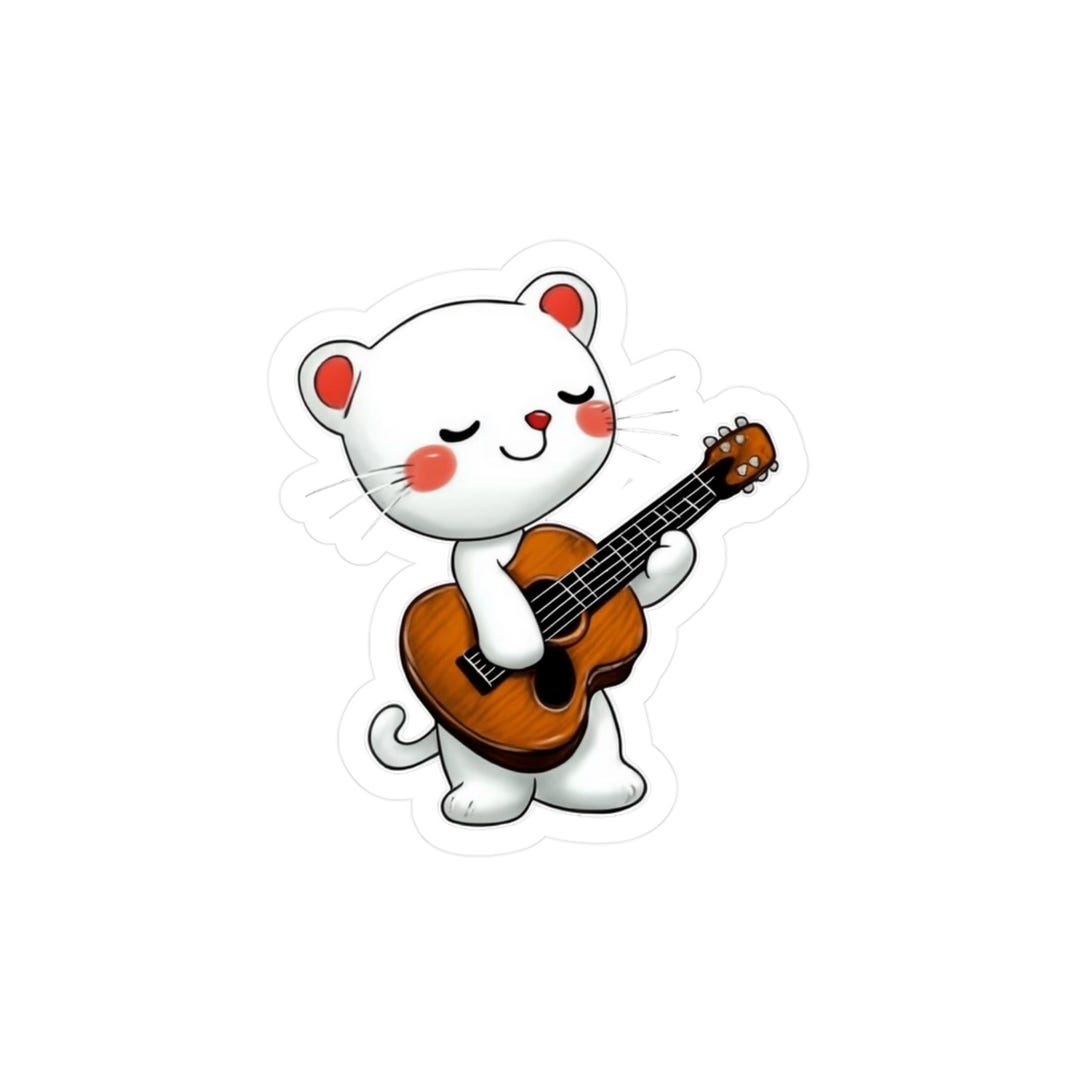 Cat Guitar Kiss-cut Vinyl Decals, Sticker, Laptop, Guitar Case, Car ...