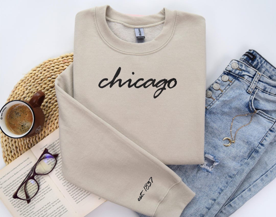 Embroidered Chicago Crewneck City Sweatshirt: Chicago Fall Sweater - Etsy