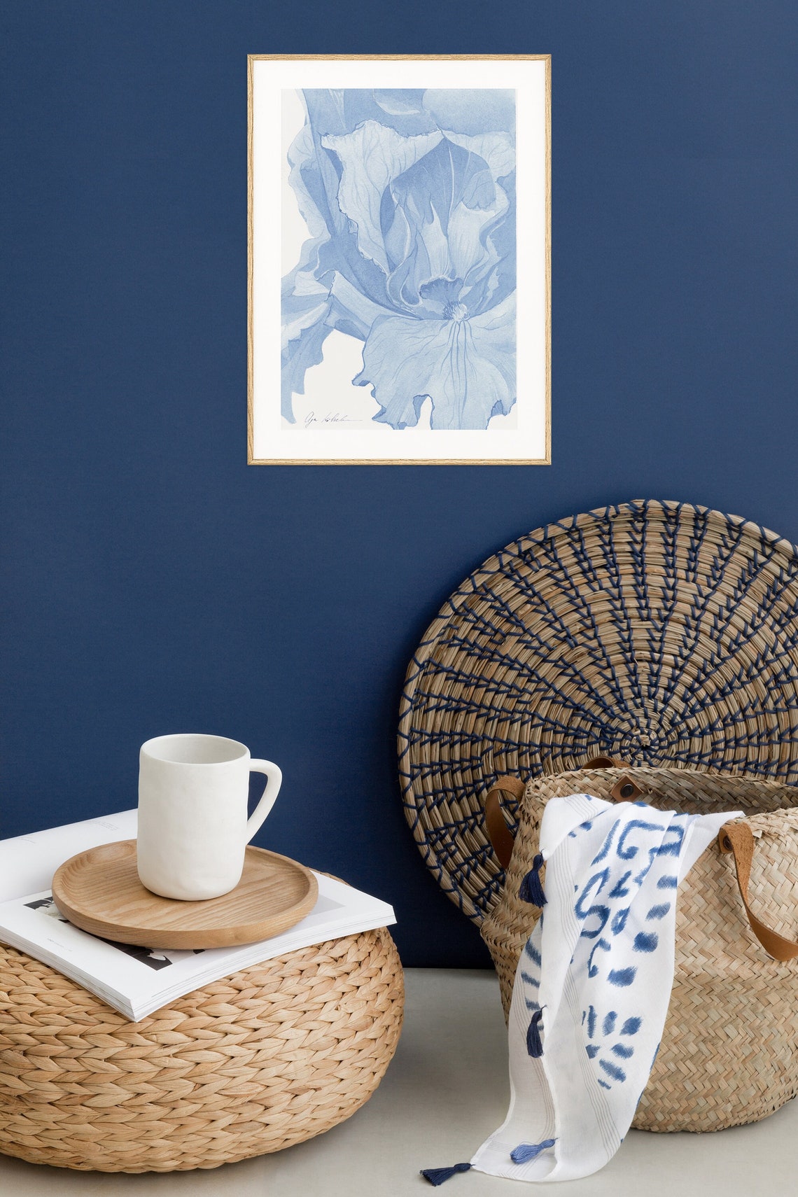 Watercolor Blue Iris Large Scale Flower Art Print, Botanical Wall Art ...