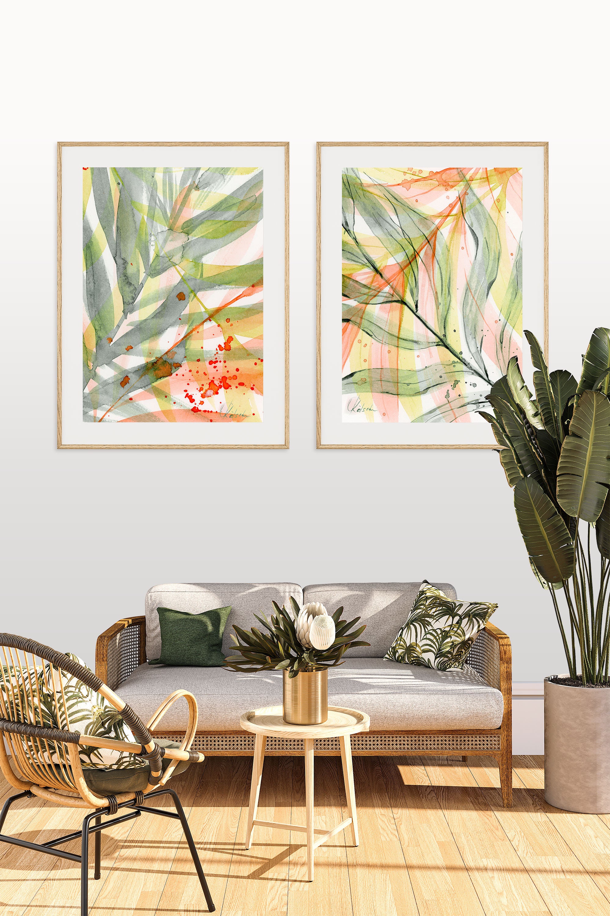Watercolor Palm Tree Print, Tropical Maximalist Wall Art, California ...