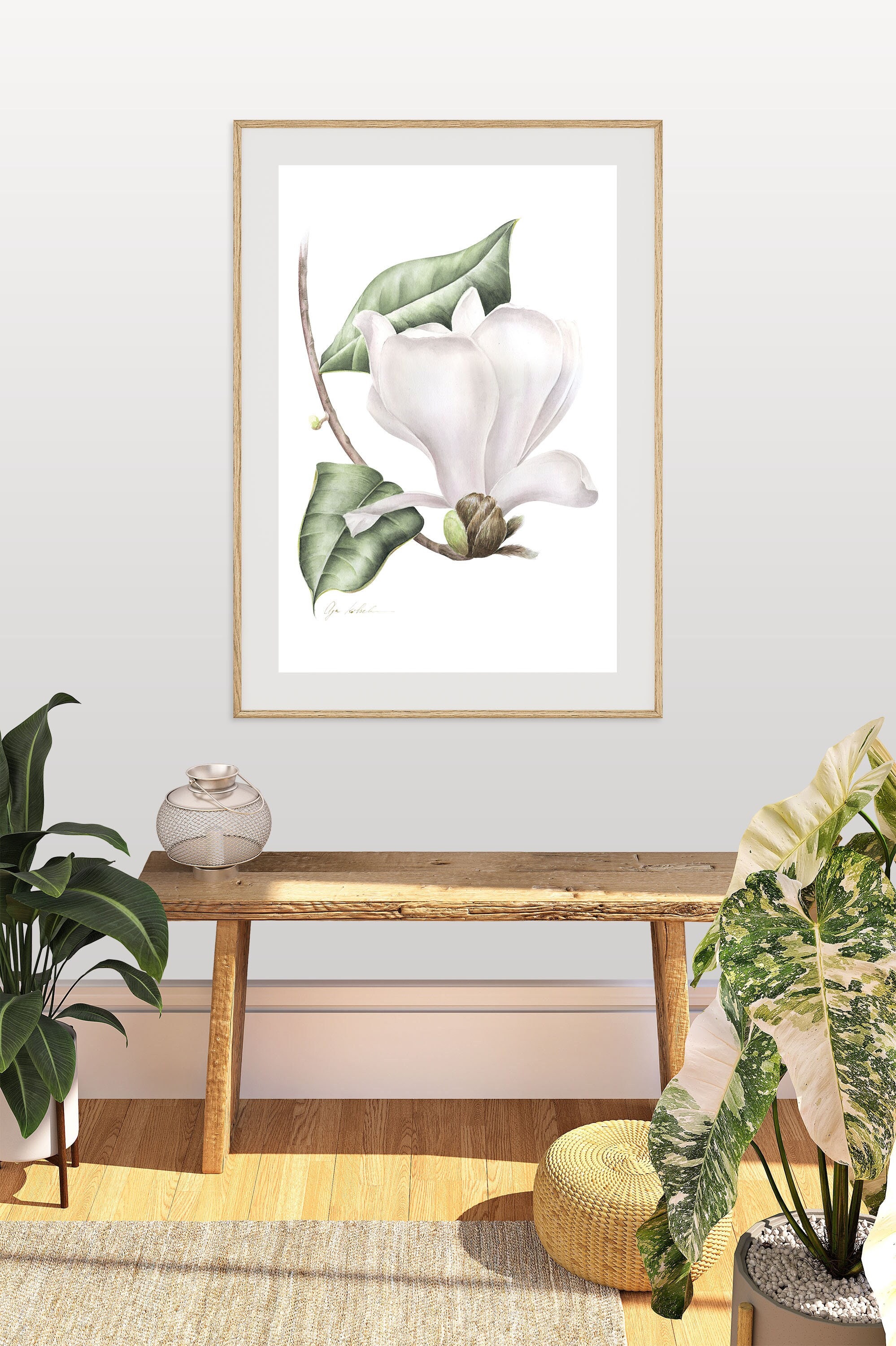 Magnolia Painting Art Print, Botanical Wall Art, Tropical Magnolia ...