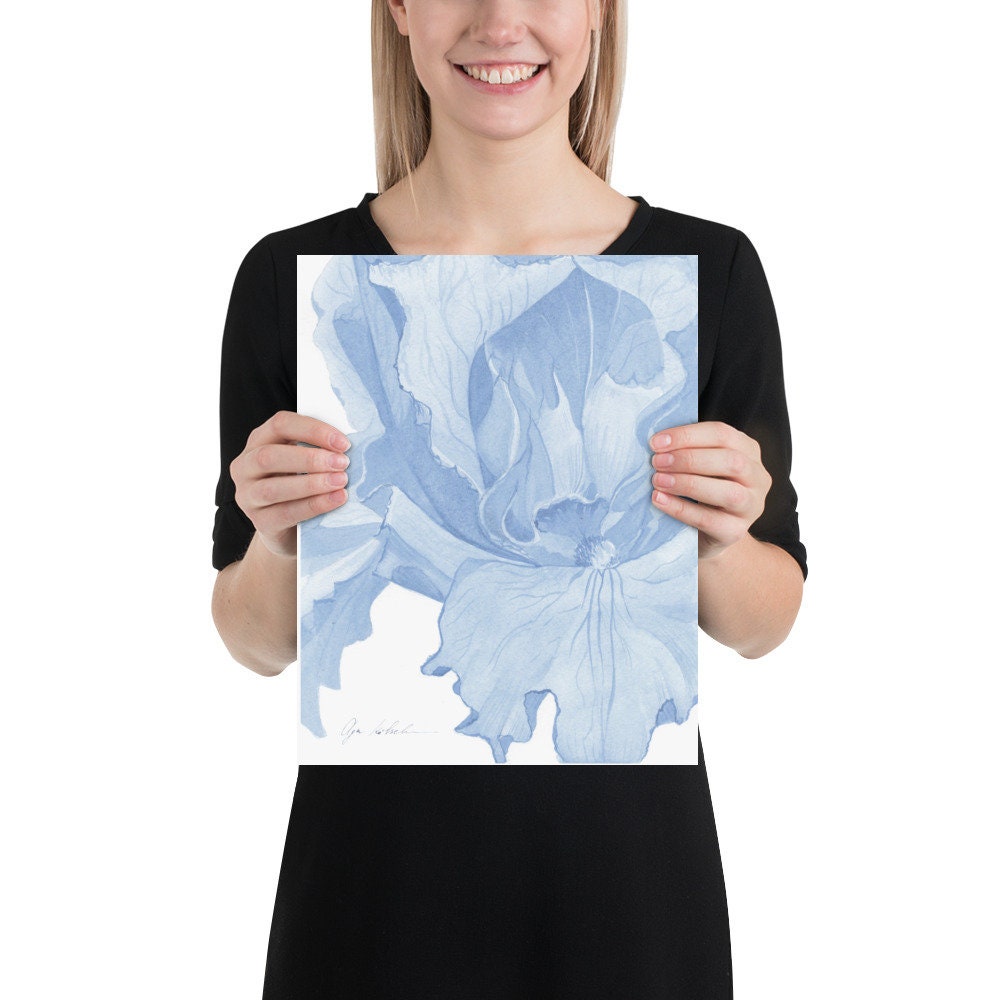 Watercolor Blue Iris Large Scale Flower Art Print, Botanical Wall Art ...