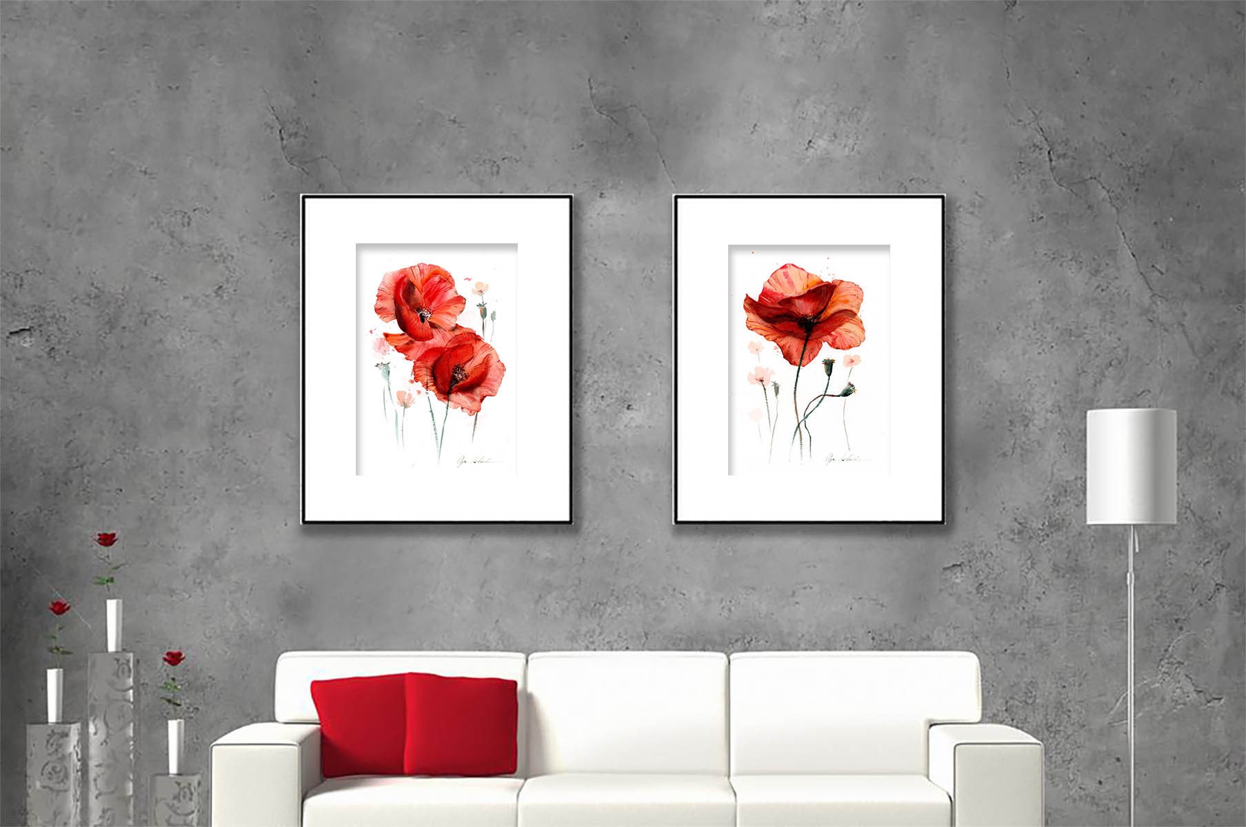 Watercolor Red Poppy Art Print, Impressionist Abstract Wall Art ...