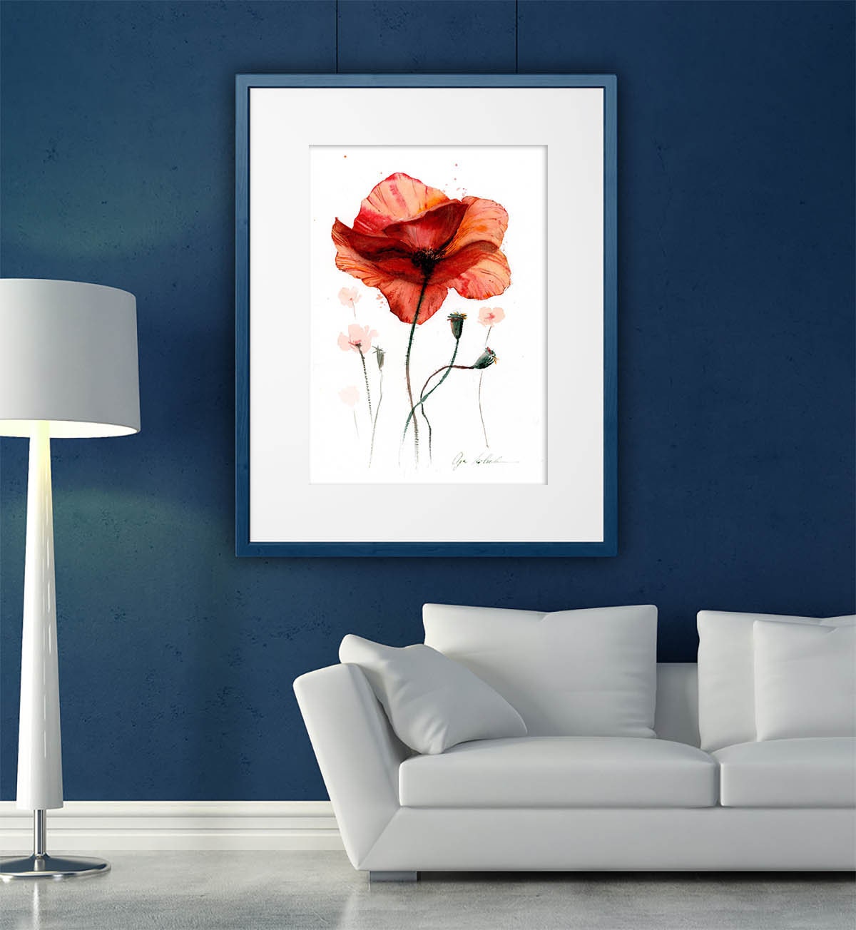 Watercolor Red Poppy Art Print, Impressionist Abstract Wall Art ...