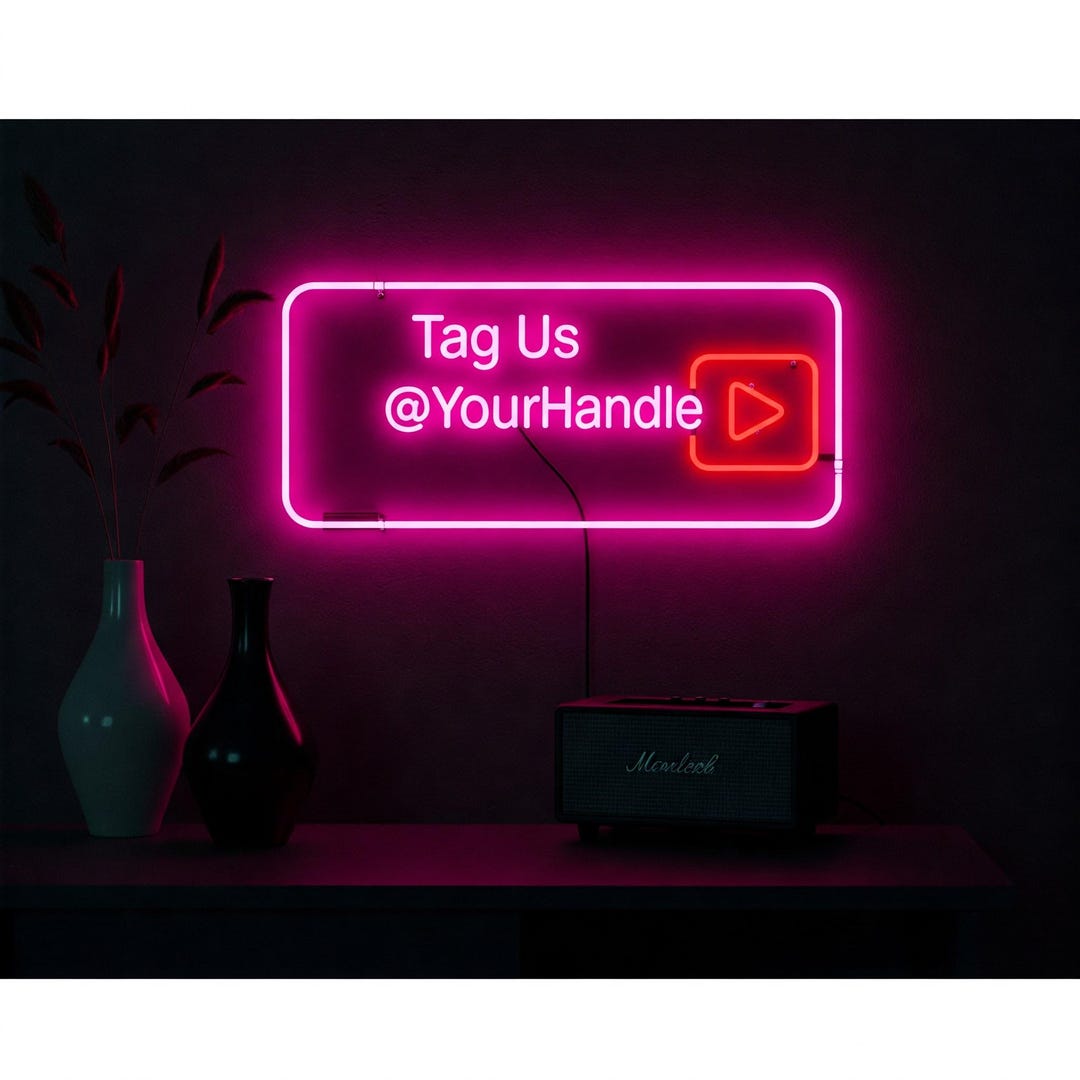 Custom Neon Sign Business Logo, Social Media Neon Sign, Custom Tag Us ...