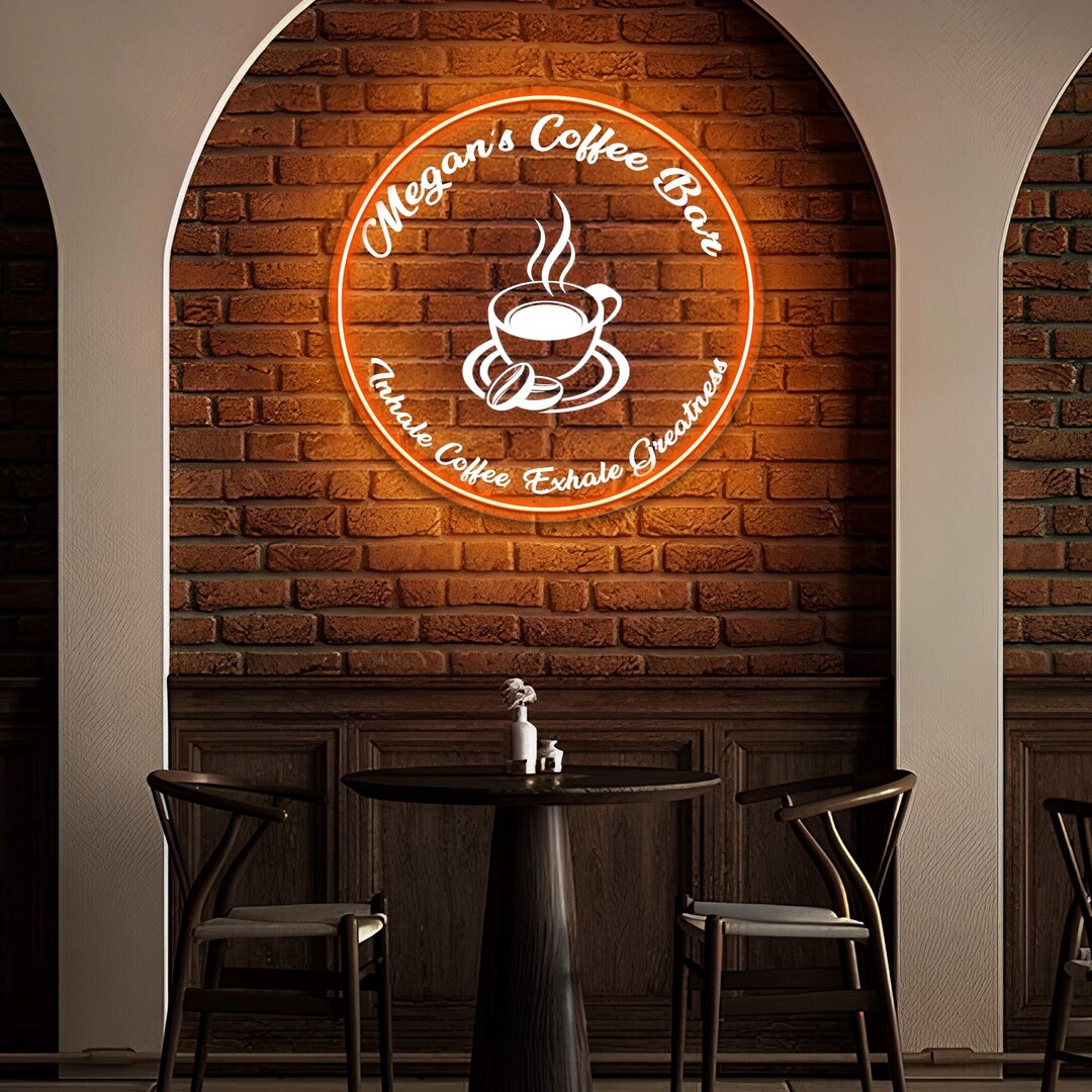 Custom Coffee Bar Neon Sign, Circle Cafe Name Sign, Coffee Sign LED ...