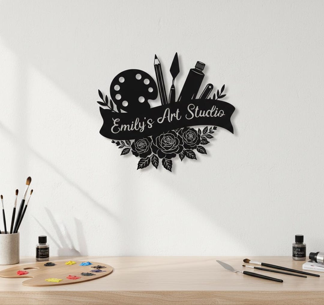 Custom Art Studio Metal Sign, Personalized Artist Name Wall Decor ...