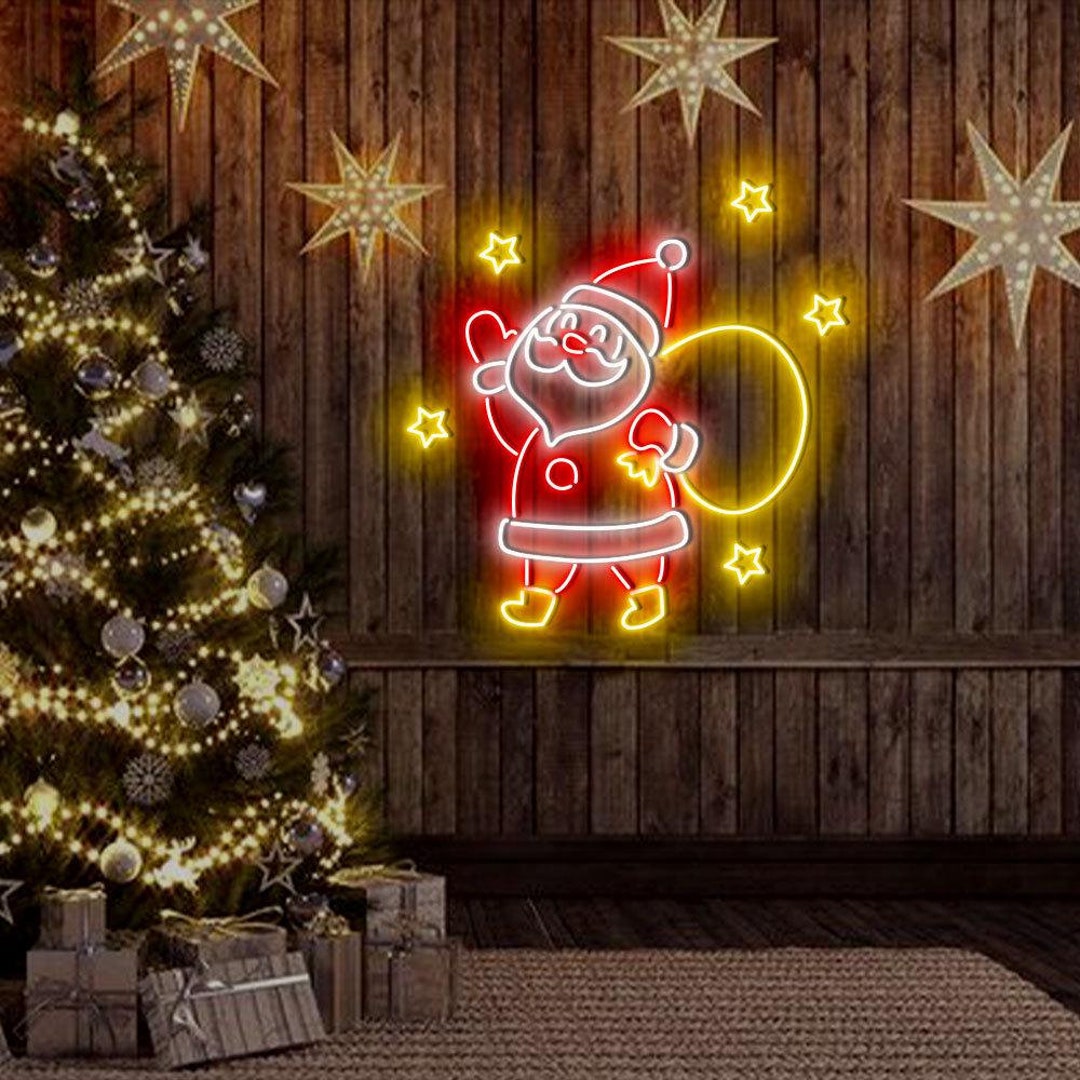 Santa Claus Neon Sign, Christmas Party LED Light, Fireplace Decoration ...