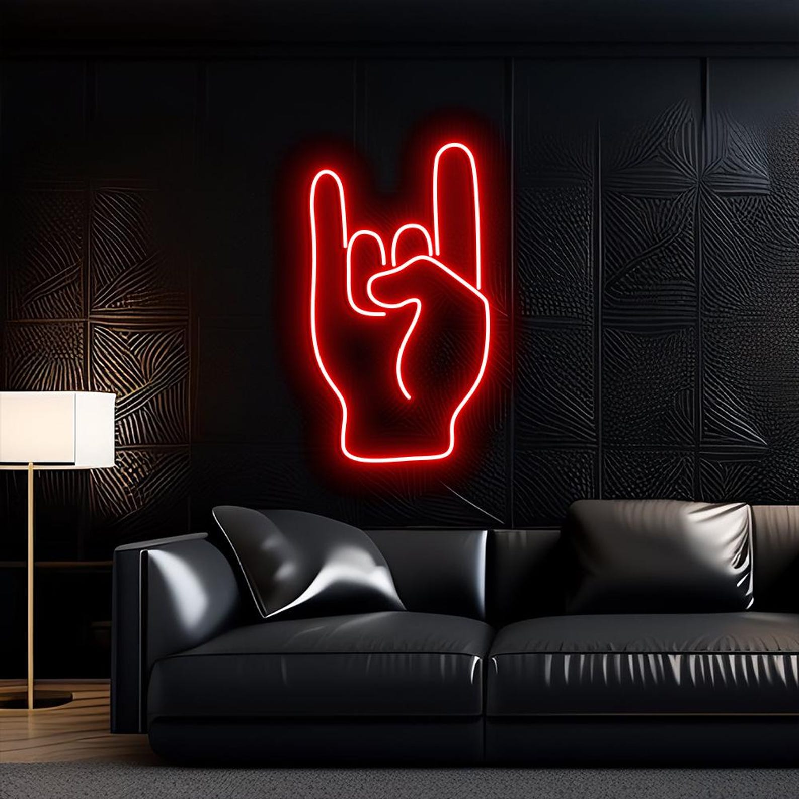 Hand Gesture Neon Sign, Rock on Hand Neon Sign Light, Rock Neon Sign ...