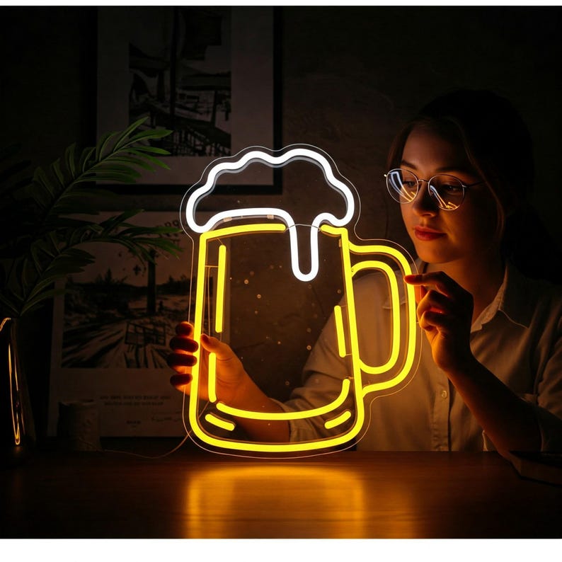 Beer Neon Sign, Beer Mug Neon Light, Neon Beer Sign, Beer Glass Neon ...