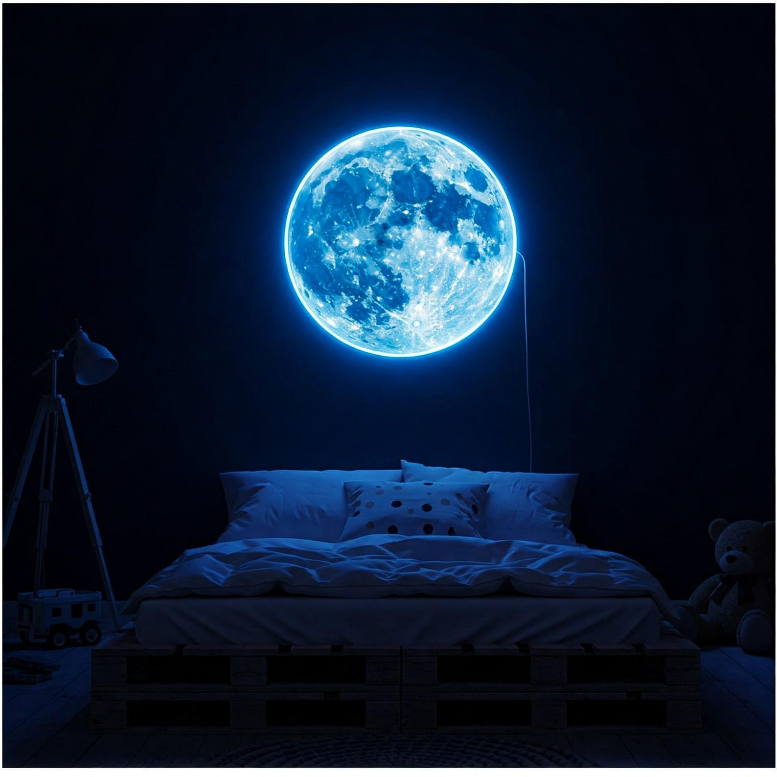 Moon Neon Sign, UV Printed Moon LED Wall Light, Moon LED Light, Full ...