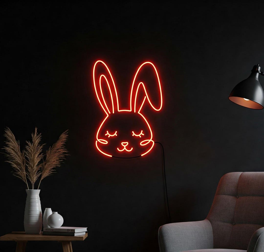Bunny Neon Sign, Rabbit Neon Sign, Easter Rabbit LED Light Kids Room ...