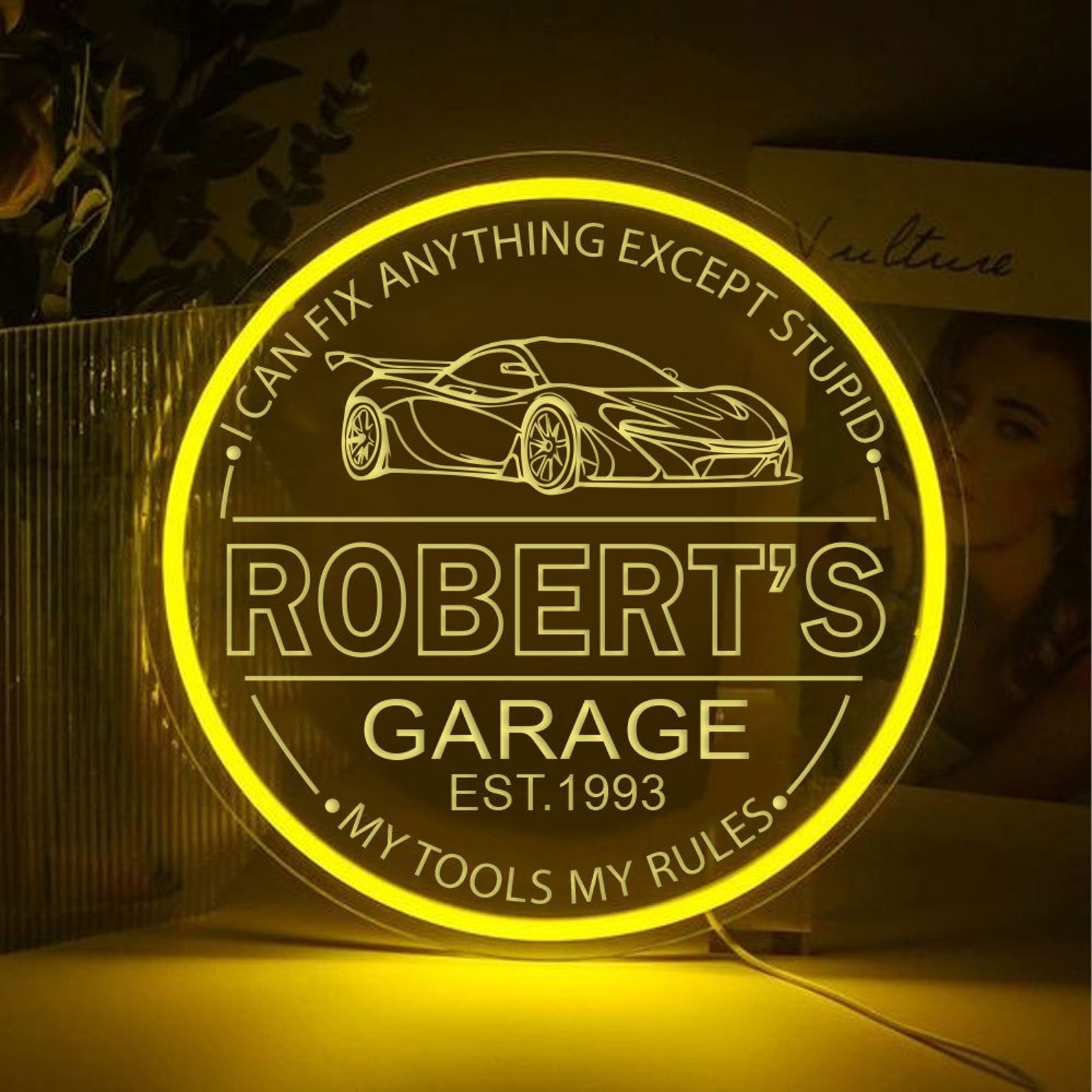 Garage Neon Sign, Custom Name Garage Sign, Car Sign for Garage, Neon ...