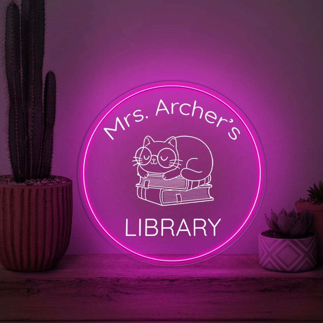 Custom Library Neon Sign, Personalized Library LED Neon Sign, Library ...