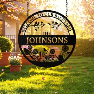 Metal Garden Sign Custom Name, Custom Backyard Garden Sign Metal ...