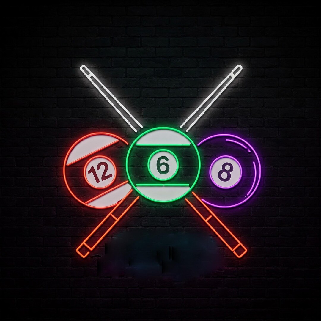 Custom Billiards Neon Sign, Billiards LED Neon Sign, Pool Ball Neon ...