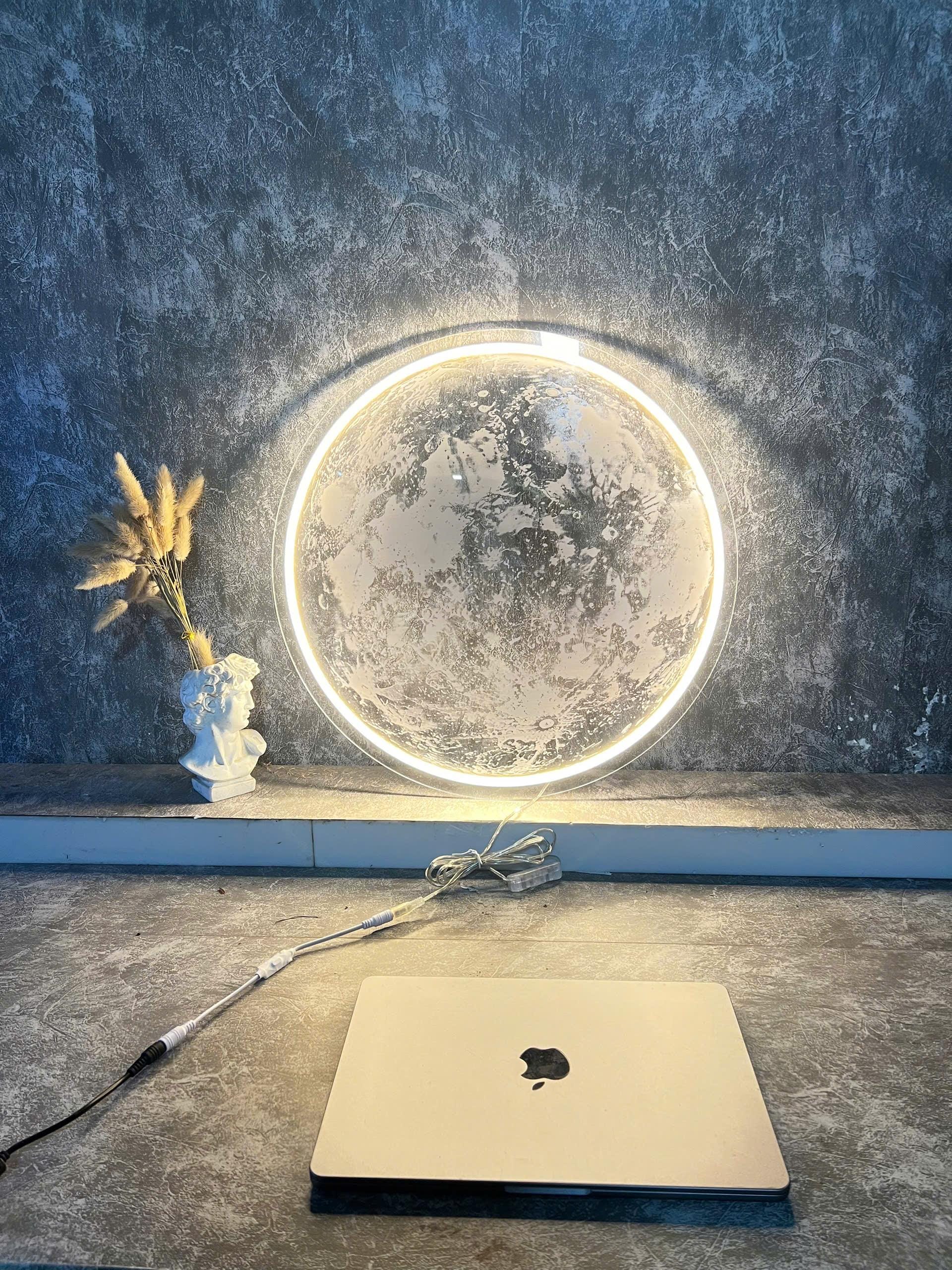 Moon Neon Sign, UV Printed Moon LED Wall Light, Moon LED Light, Full ...