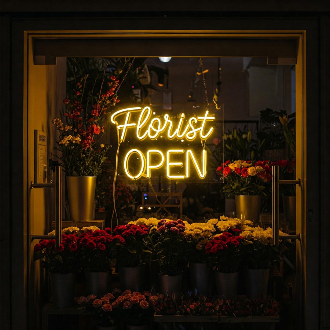 Custom LED Flower Shop Sign, LED Storefront Light for Business, Florist ...