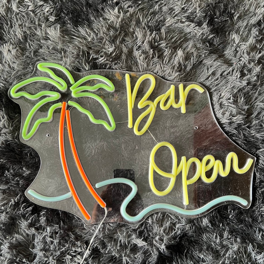 Bar Open Neon Sign, Bar Open Sign, Tiki Bar Neon Sign, Beach Bar LED ...