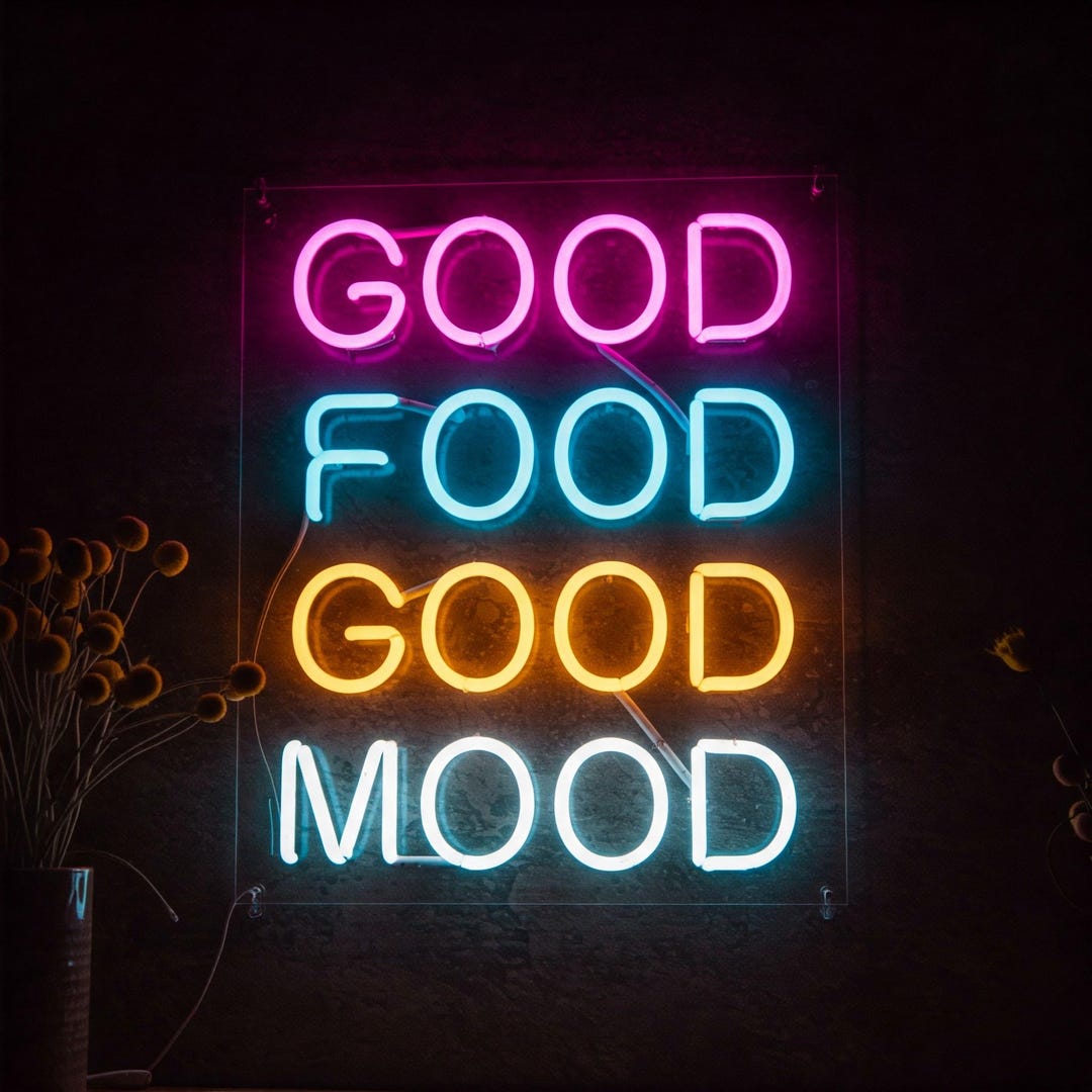 Good Food Good Mood Neon Sign, Neon Sign for Kitchen & Bar, Restaurant ...