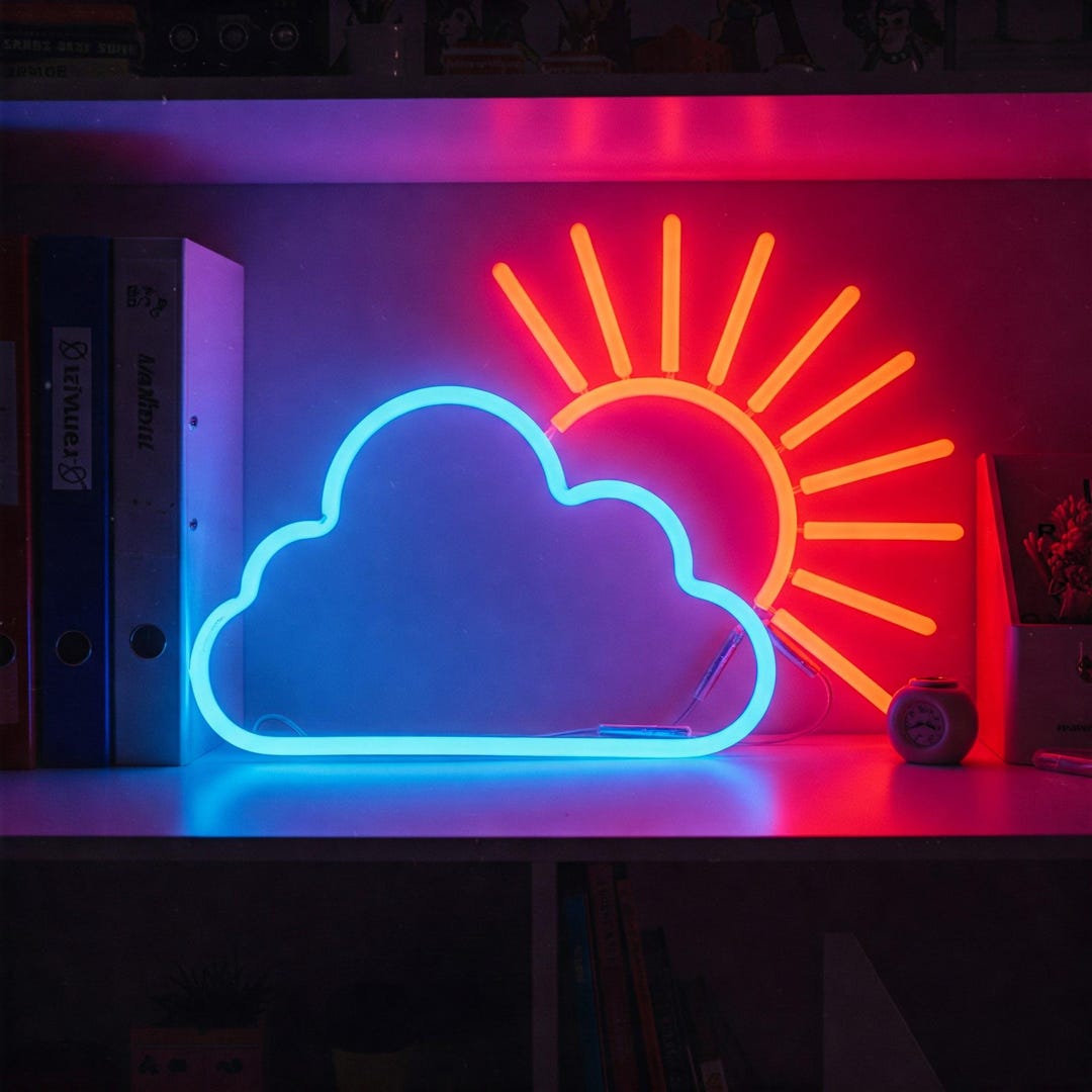 Cloud and Sun Neon Sign, Sunrise and Cloud Neon Light, Sun LED Wall ...