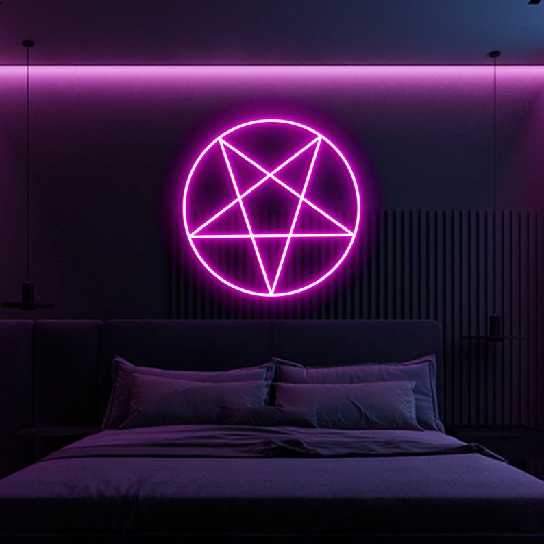 Pentagram Neon Sign, Inverted Pentacle Neon Sign, Inverted Star Satanic ...