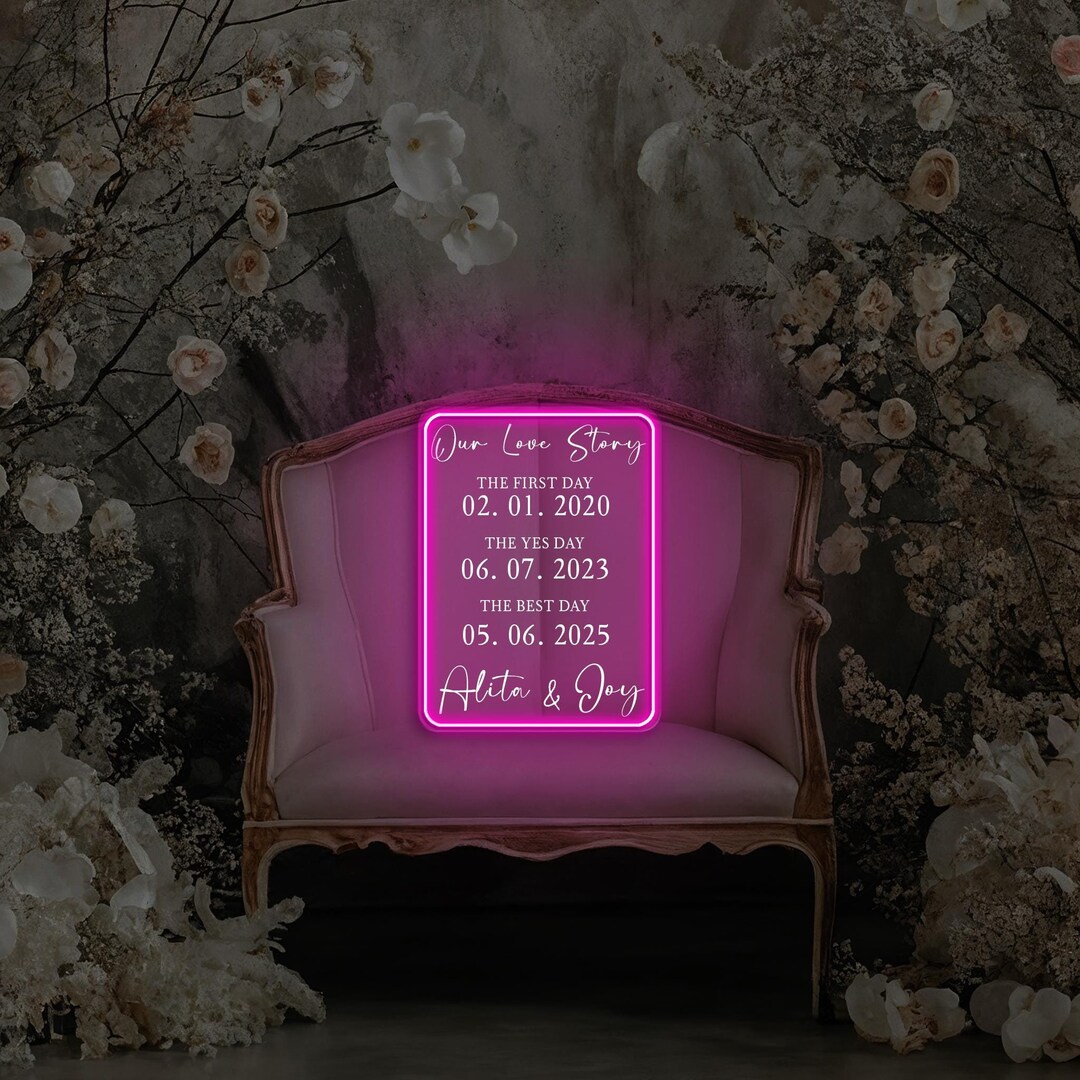 Custom Wedding Neon Sign, Our Love Story Sign LED Light, First Day Yes ...