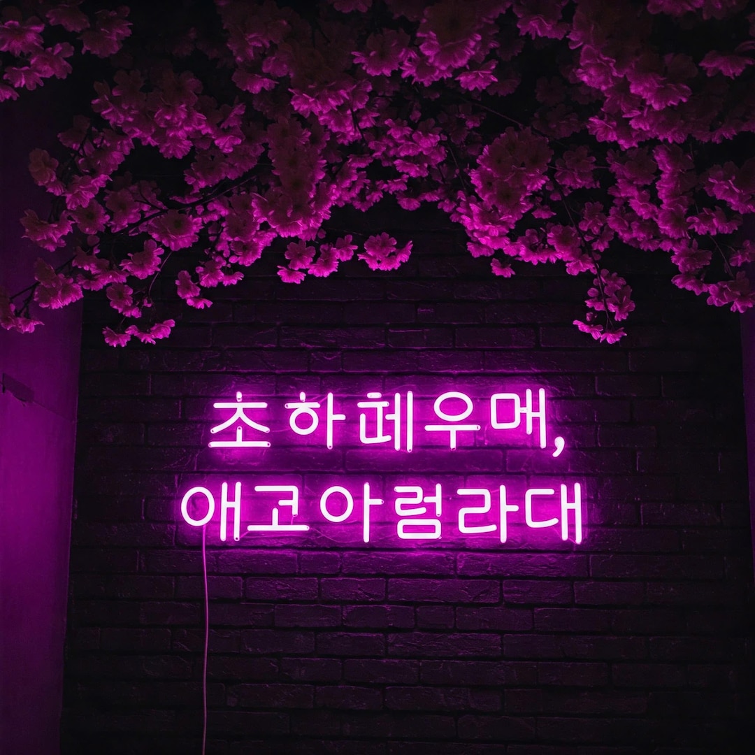 Custom Korean Neon Sign, Korean Phrase Neon Sign, Kpop Inspired Decor, Kpop Room Decor, Gift for ...