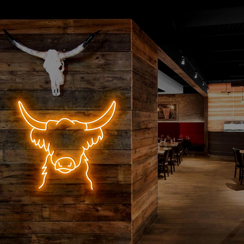 Highland Cow Neon Sign, Farm Animal LED Light, Highland Cow Wall Art ...