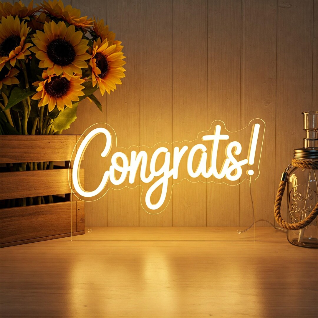 Neon Sign, Custom Neon Sign, Congrats Neon Sign, LED Congrats Sign, LED ...