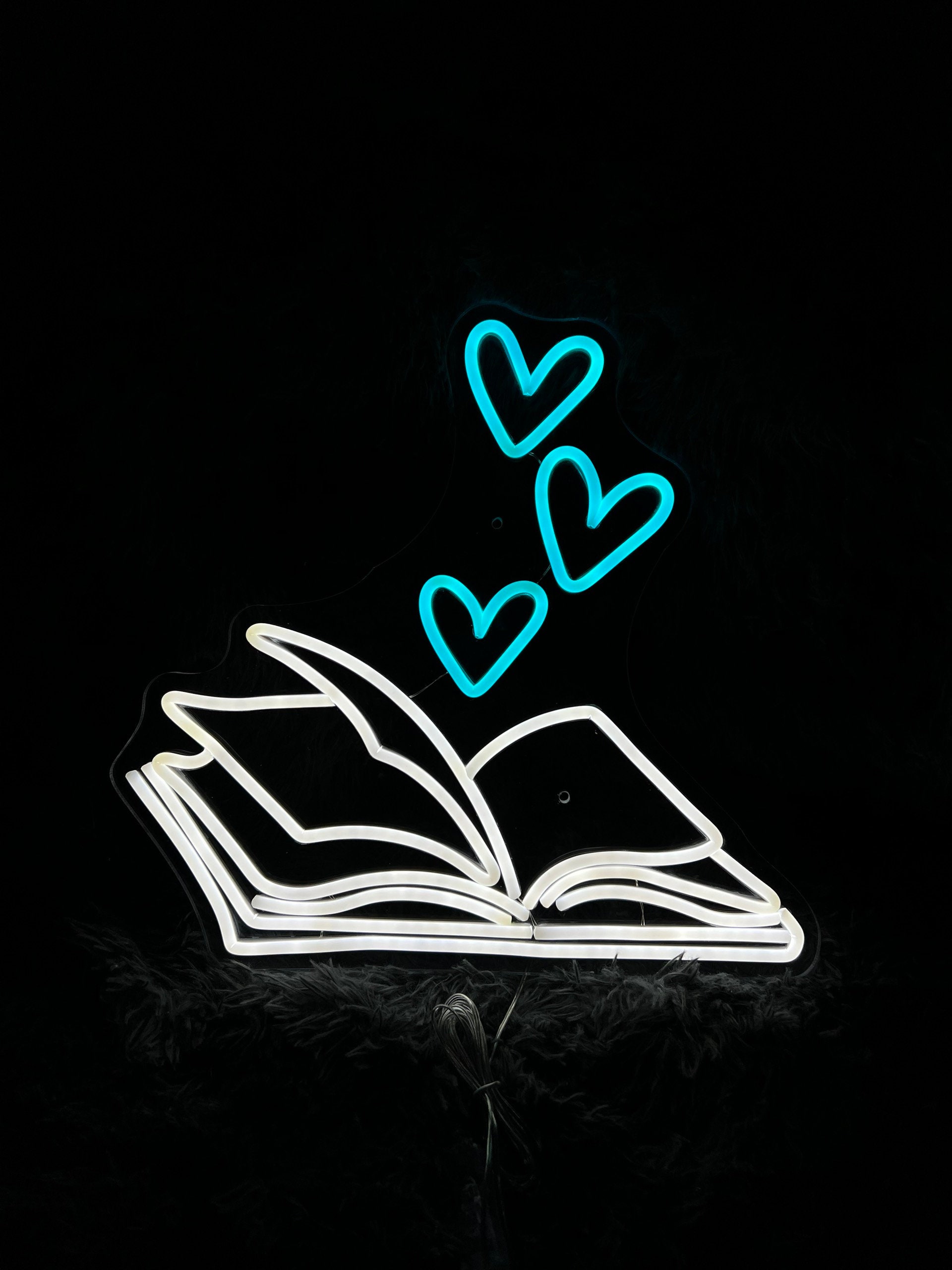 Book Neon Sign, Reading Book Neon LED Light, Library Neon Sign, Reading ...