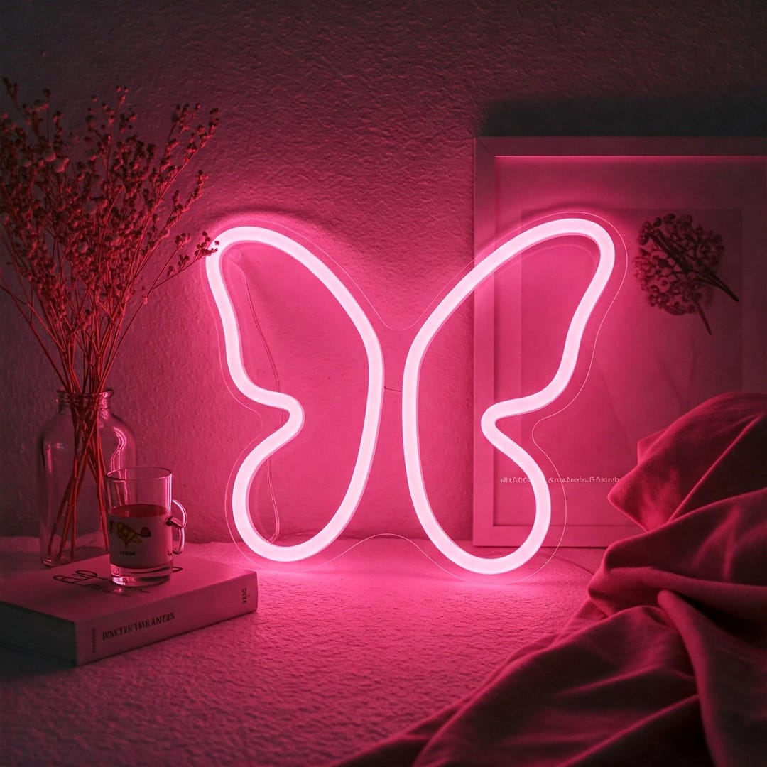 Butterfly Neon Sign, LED Butterfly Neon Sign, Aesthetic Cute Bedroom ...