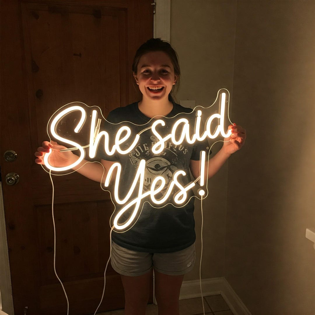 She Said Yes Neon Sign, LED Proposal Decor, Engagement Neon Light ...