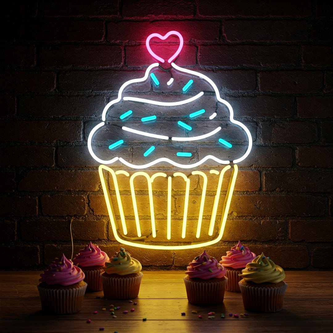Cupcake Neon Sign, Dessert Neon Sign, Bakery LED Wall Light, Dessert ...