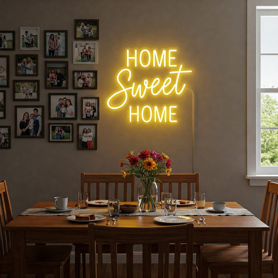 Home Sweet Home Neon Sign, LED Neon Sign, LED Light Decor, Housewarming ...