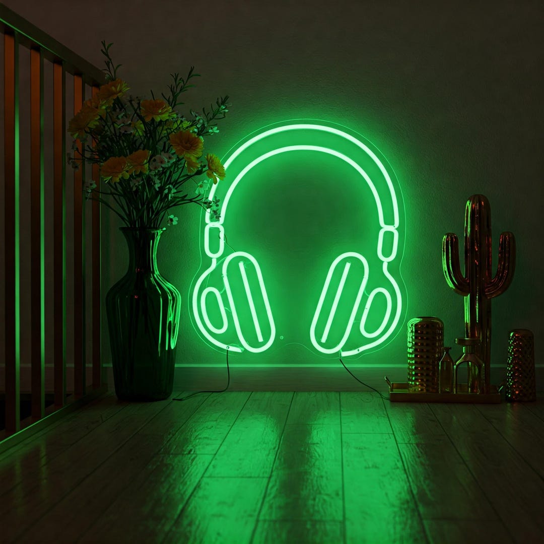Headphone Neon Sign, Music Headphones Neon Light, LED Wall Light for ...