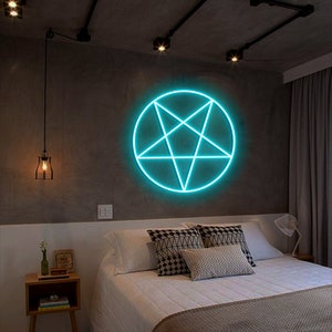 Pentagram Neon Sign, Inverted Pentacle Neon Sign, Inverted Star Satanic ...