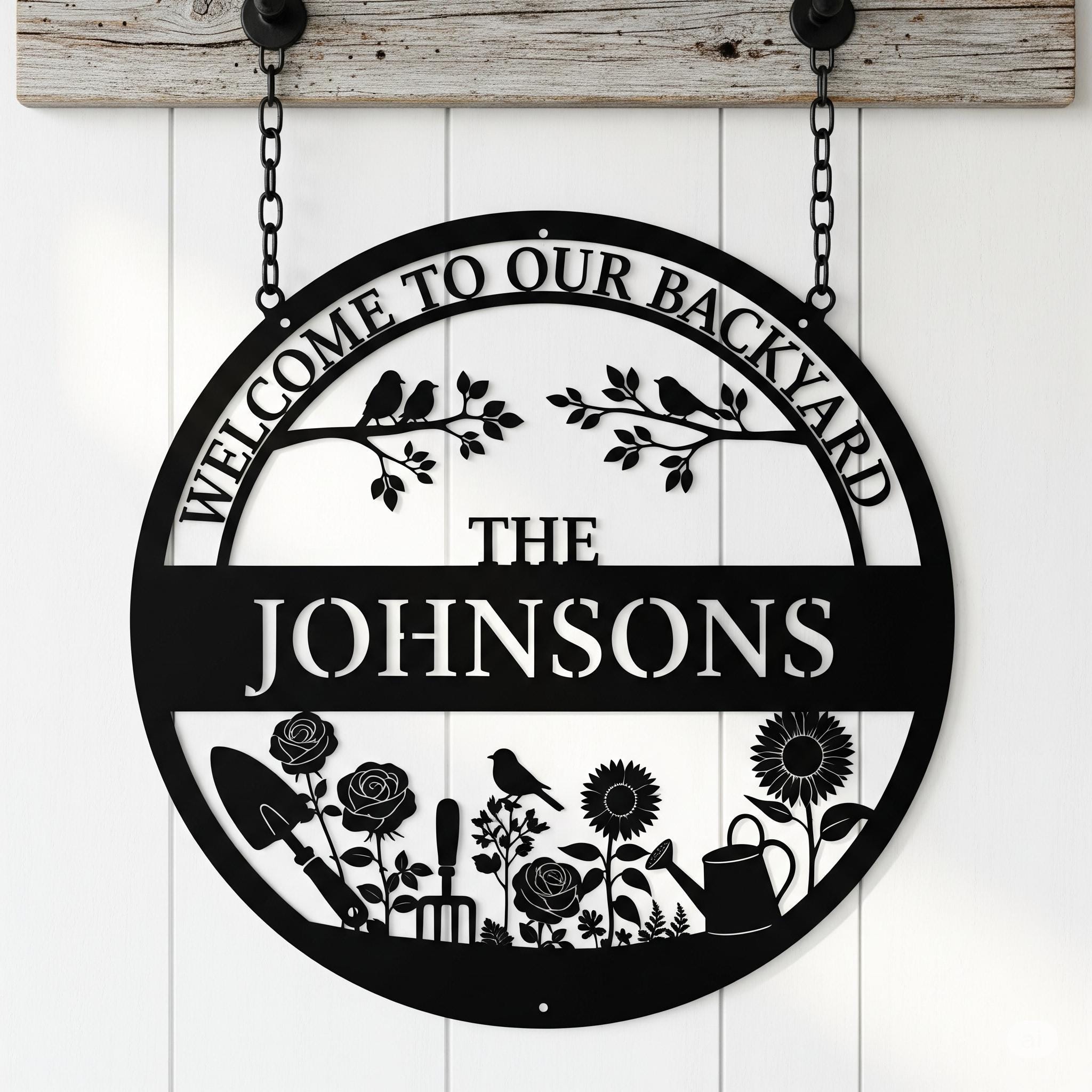 Metal Garden Sign Custom Name, Custom Backyard Garden Sign Metal ...