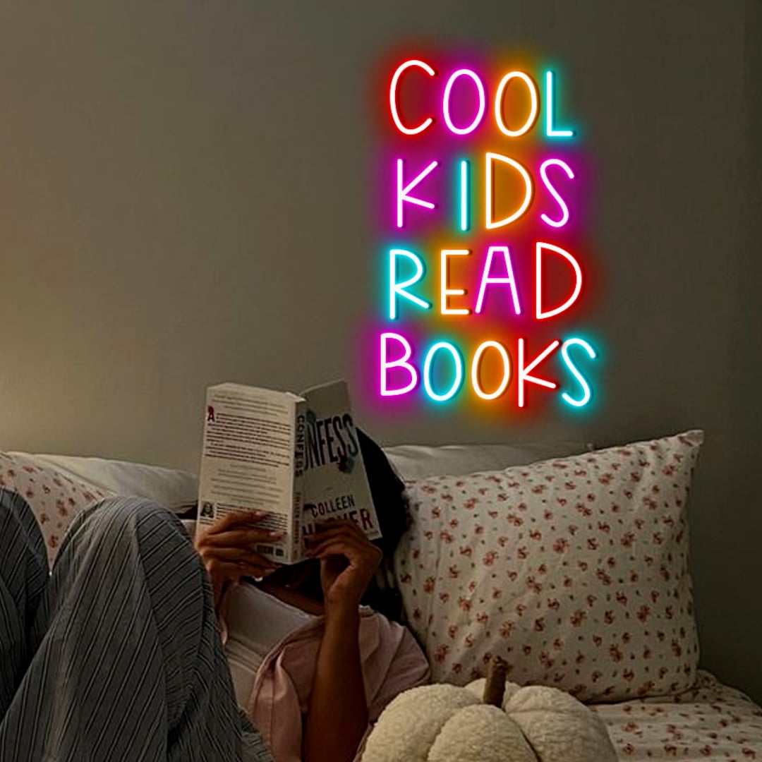 Cool Kids Read Books Neon Sign, Reading Neon Sign, Cool Kids LED Light ...