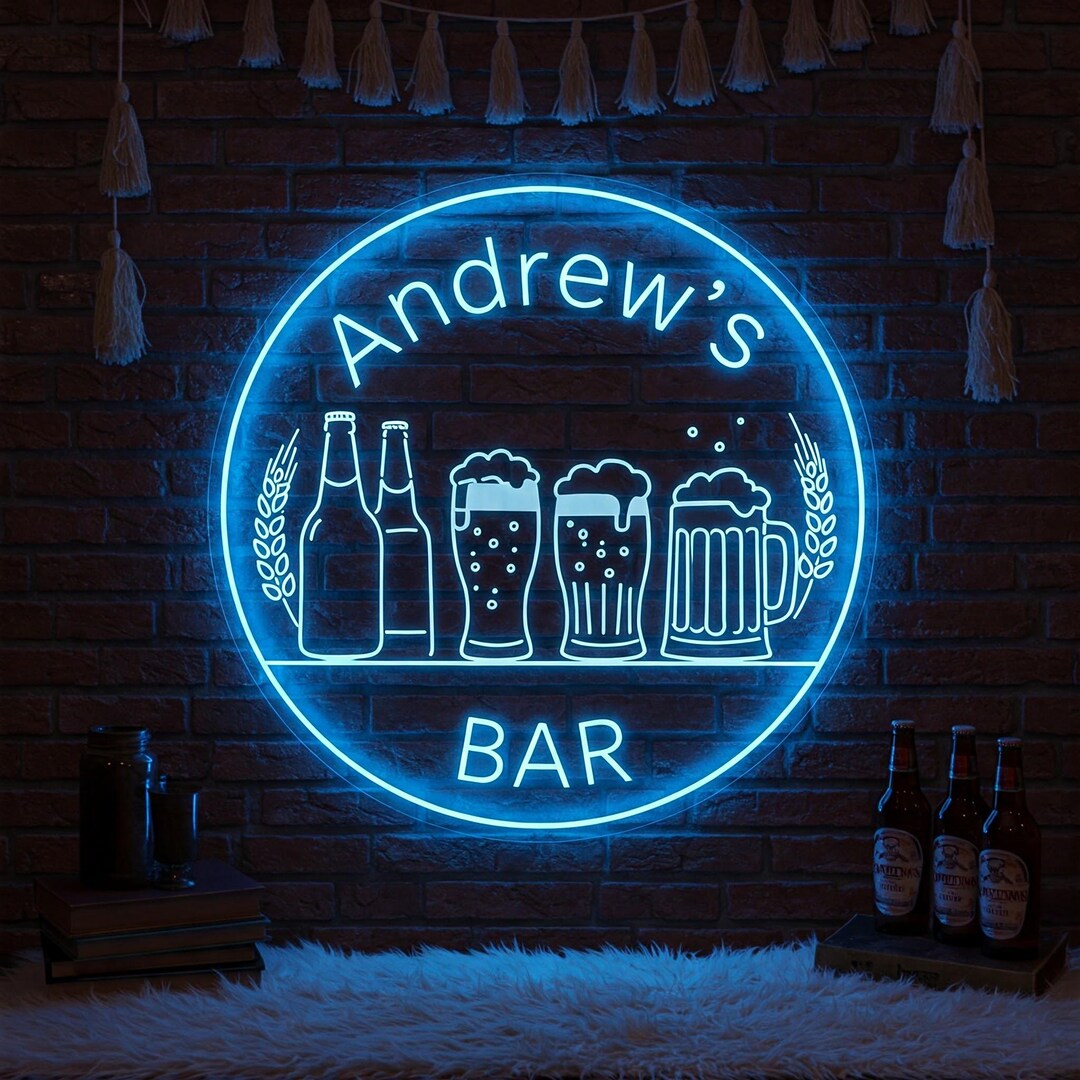 Personalized Bar Neon Sign, Custom Beer Neon Sign, Custom Neon Bar Sign ...
