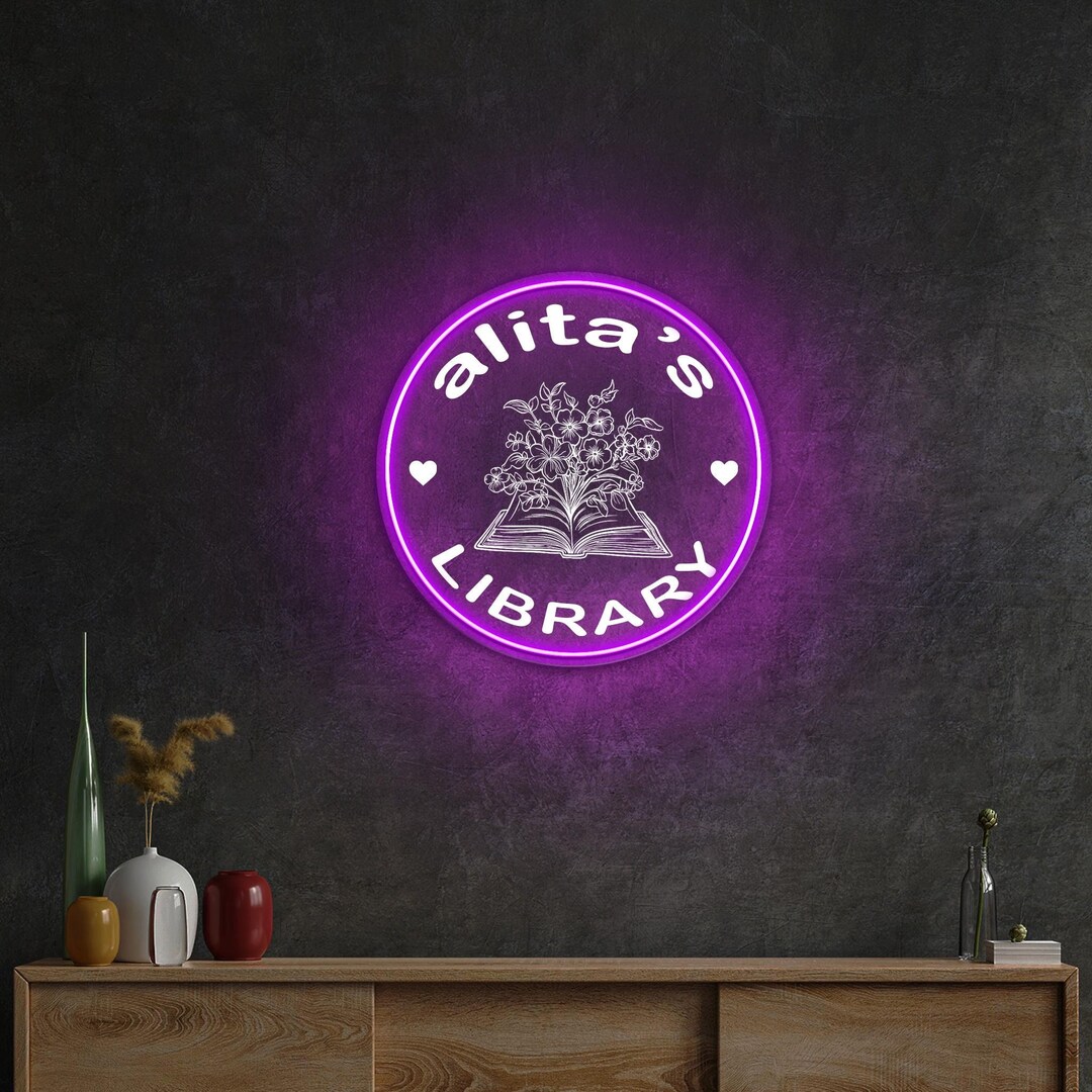 Custom Library Neon Sign, Bookshelf Sign LED Neon Light, Custom ...