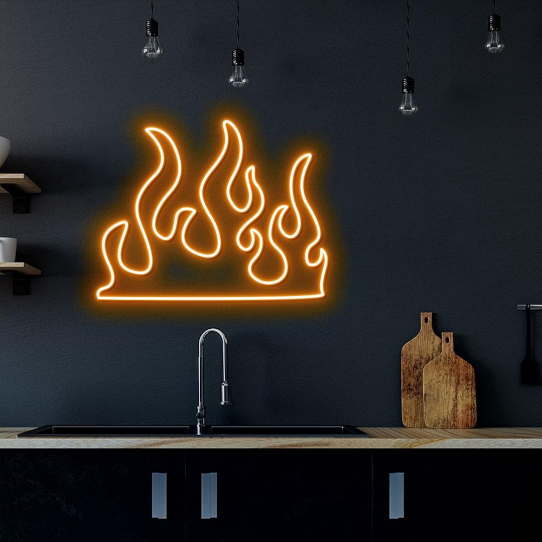 Flame Neon Sign, Fire Neon Sign, Fire Flame LED Light, Flame Neon Wall ...
