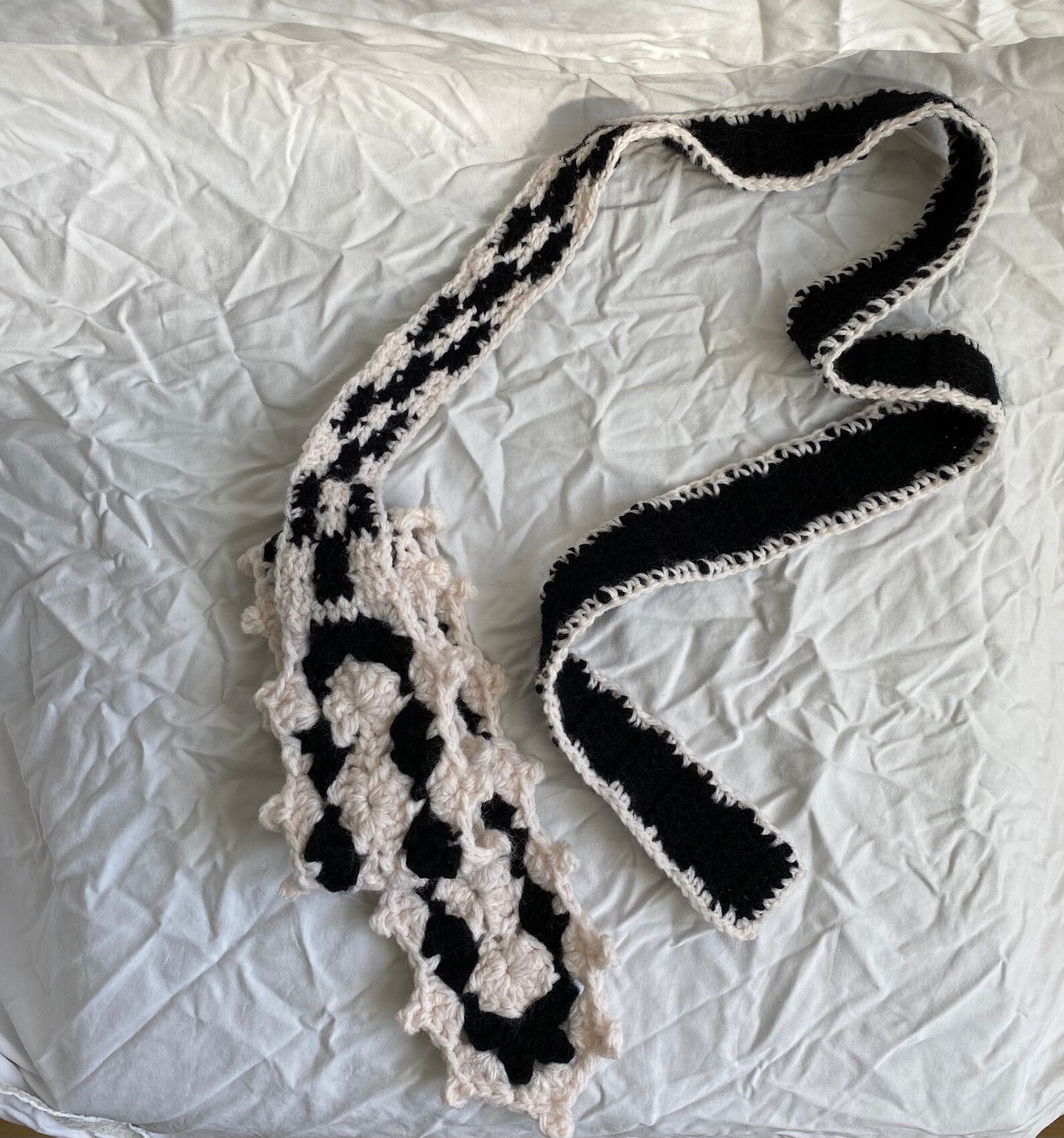 Crochet Necktie Handmade Tie Spikes Checkered Goth Alternative MADE TO ...