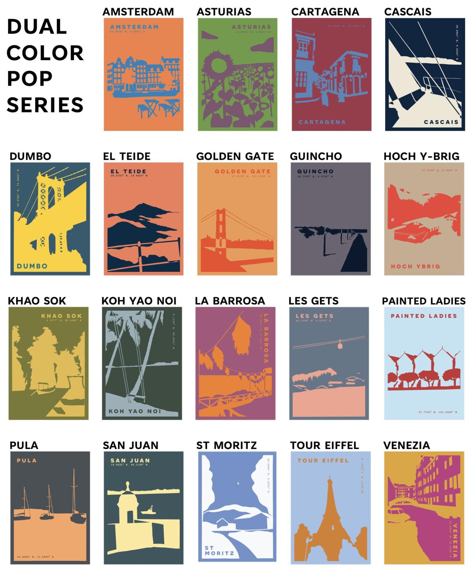 GEORGETOWN DC Rolled Travel Poster Print Dual Color Pop Series - Etsy