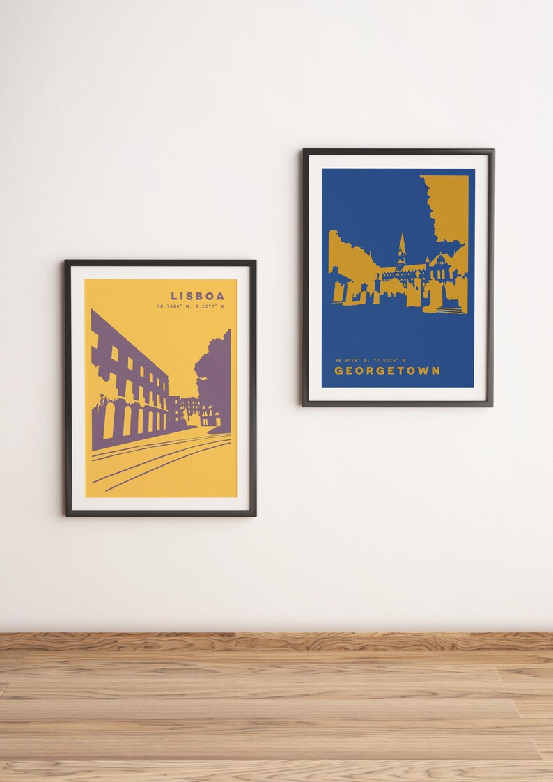 GEORGETOWN DC Rolled Travel Poster Print Dual Color Pop Series - Etsy