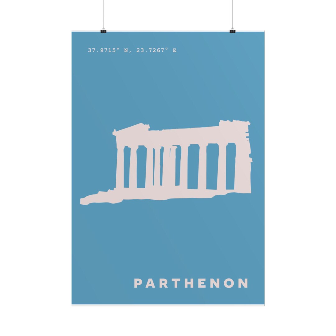 PARTHENON Athens Greece | Rolled Travel Poster Print | Dual Color Pop ...