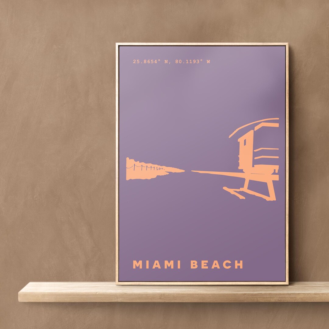 MIAMI BEACH Digital Travel Poster Print A4 Dual Color Pop Series - Etsy